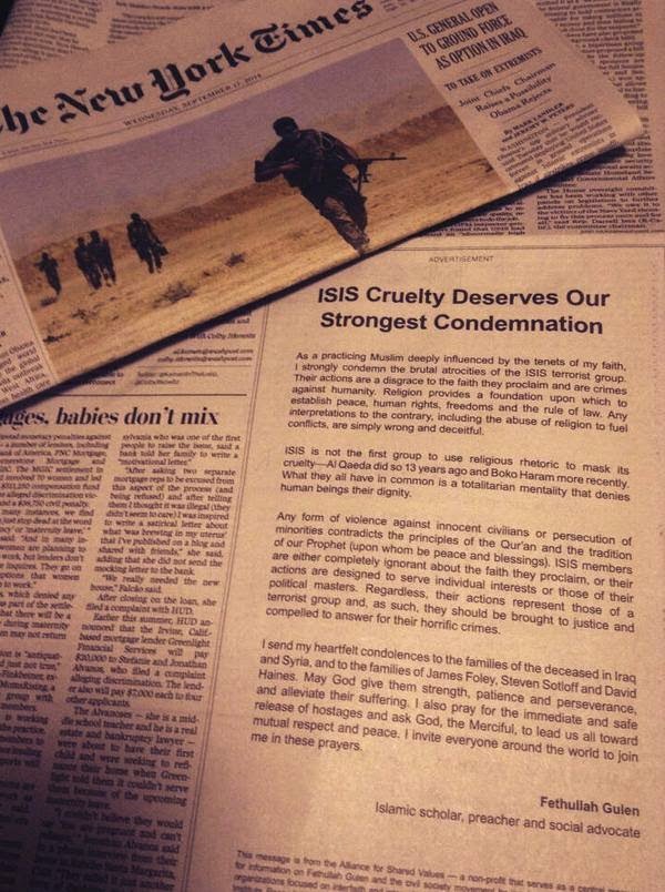 Fethullah Gülen condemns ISIL atrocities